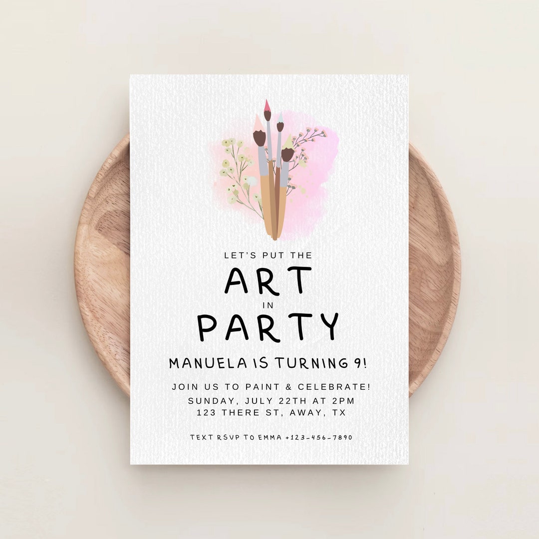 Editable Painting Party Invite, Art Birthday Invitation, Let's Put the ...