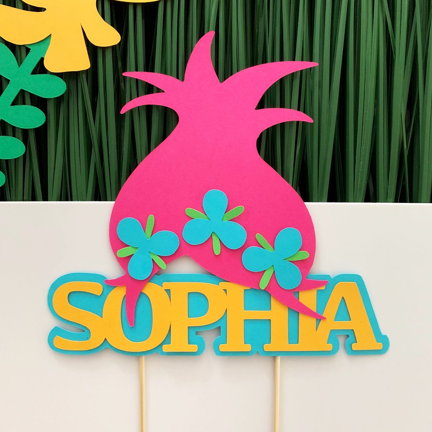 Trolls Nombre personalizado Cake Topper. Decoración de la | Etsy México