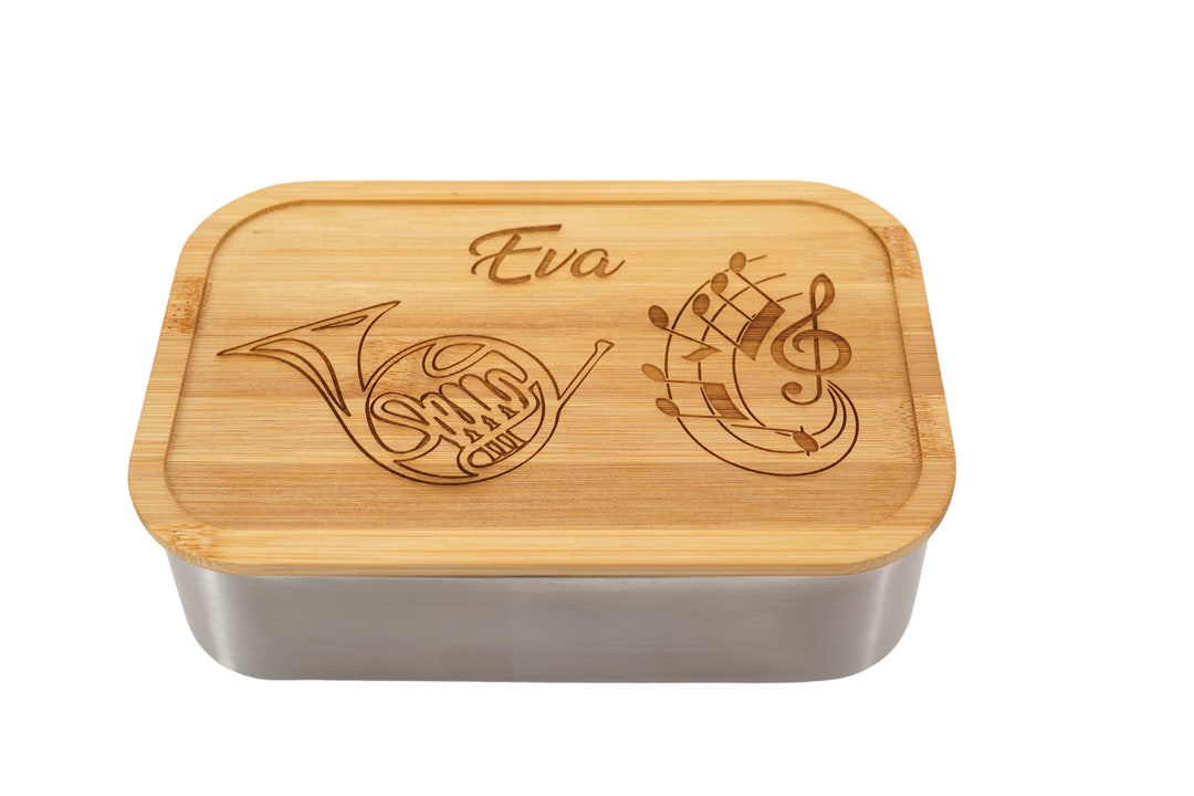 Lunchbox Snack Box Lunch Box - Horn Notes and Name - Etsy