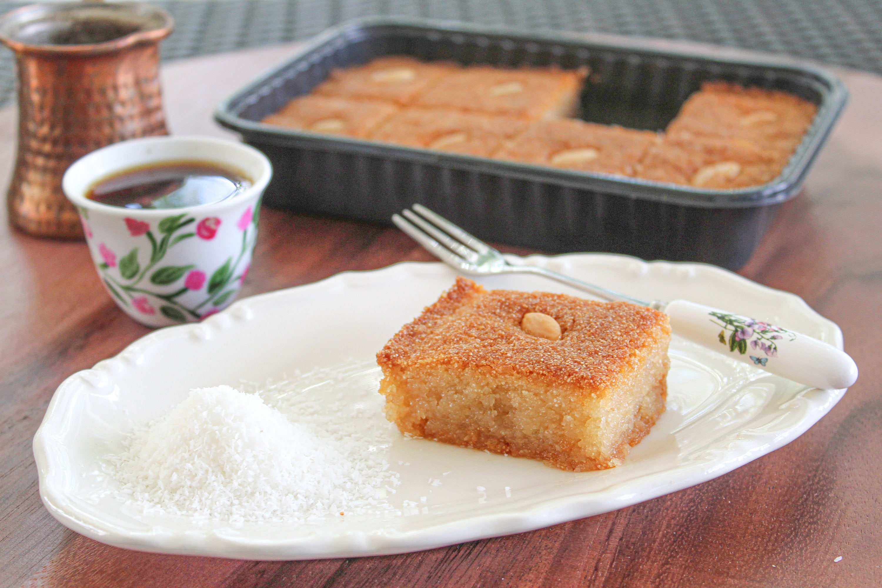 Basbousa Lebanese Sweet Cakes Coconut Cake Moist Semolina - Etsy