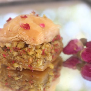The Original Rose Pistachio Baklava, Floral Baklava, Lebanese Baklava ...