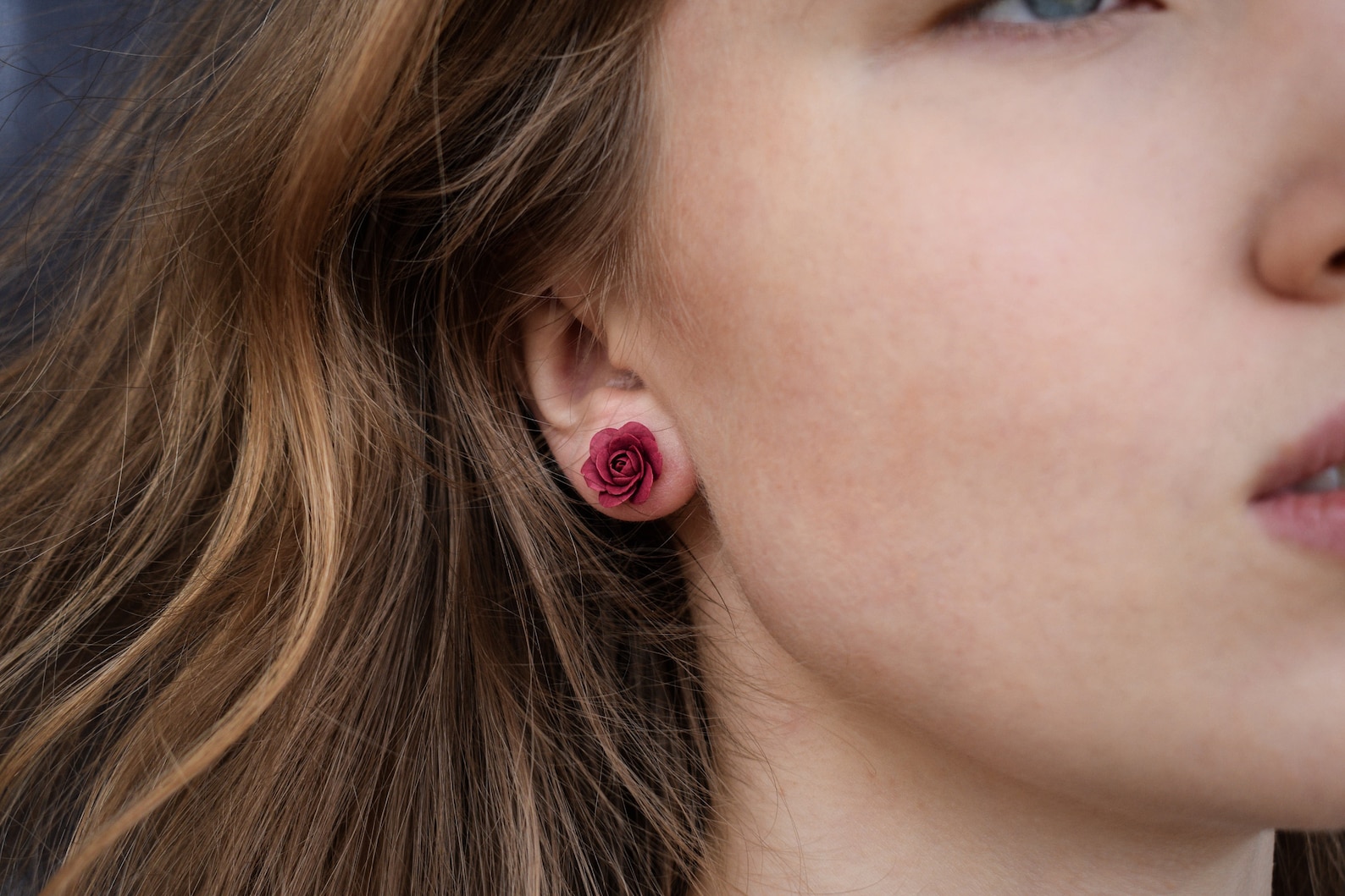 Red Rose Earrings, Stud Rose Earrings, Stud Flower Earrings, Stud ...