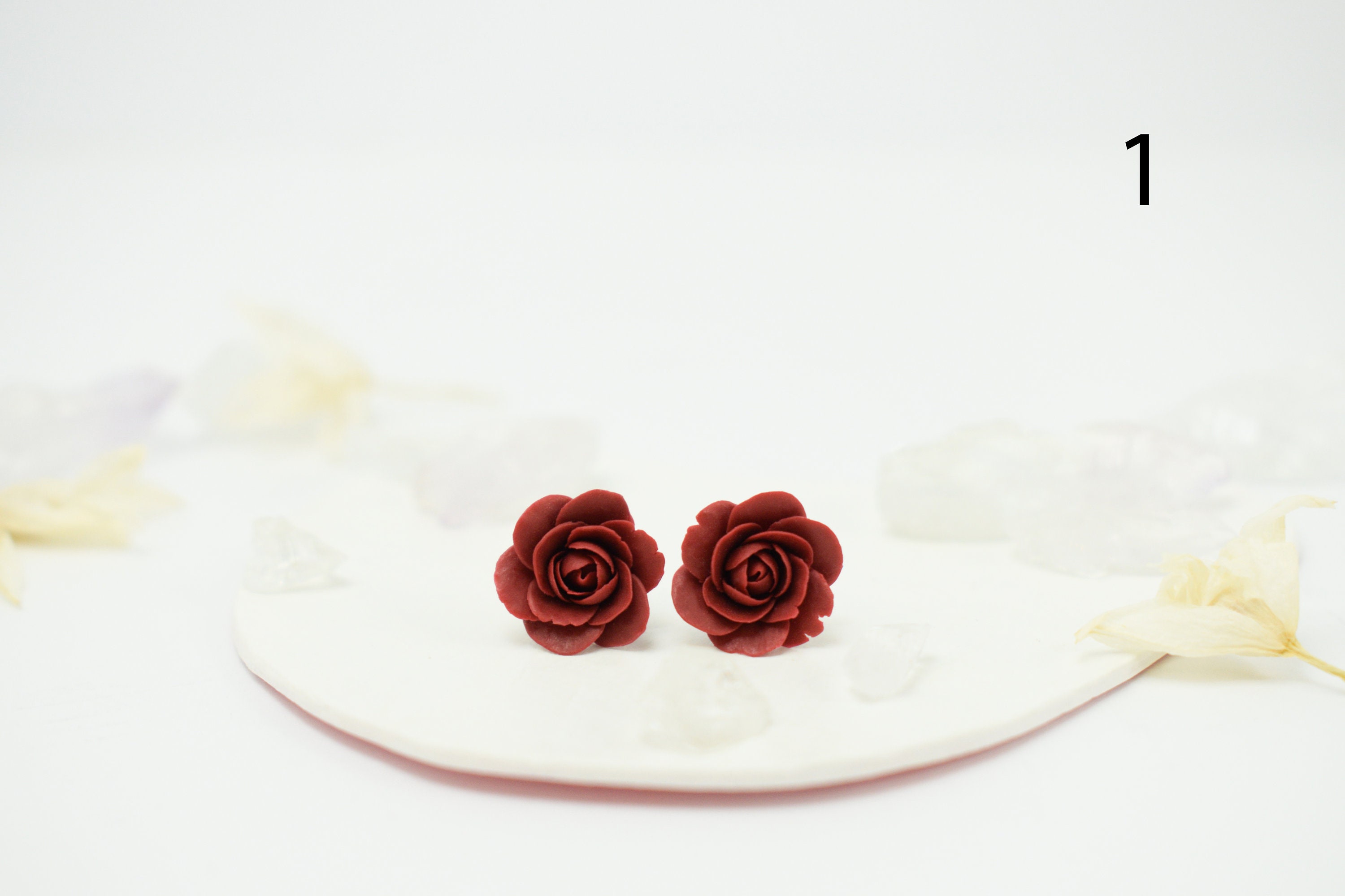 Red Rose Earrings, Stud Rose Earrings, Stud Flower Earrings, Stud ...