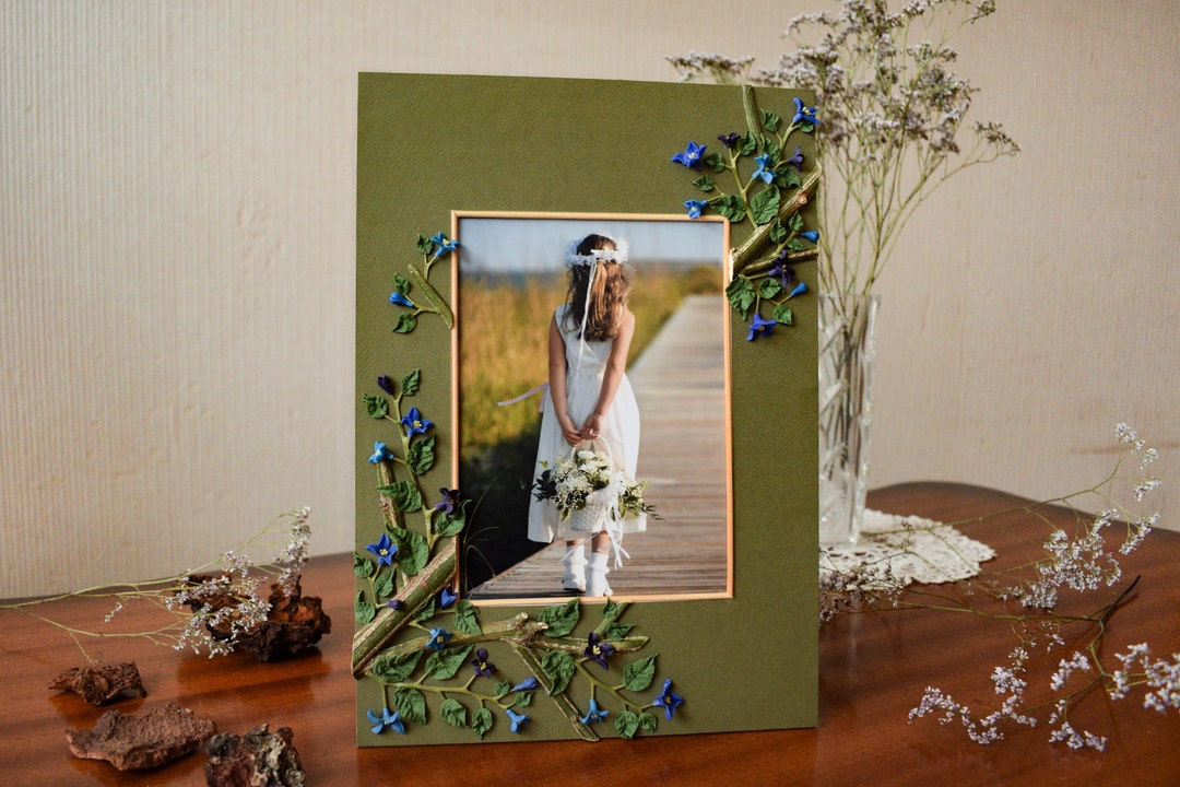 Forget Me Not Photo Frame, Wood Picture Frame, White Wedding Gift, One ...