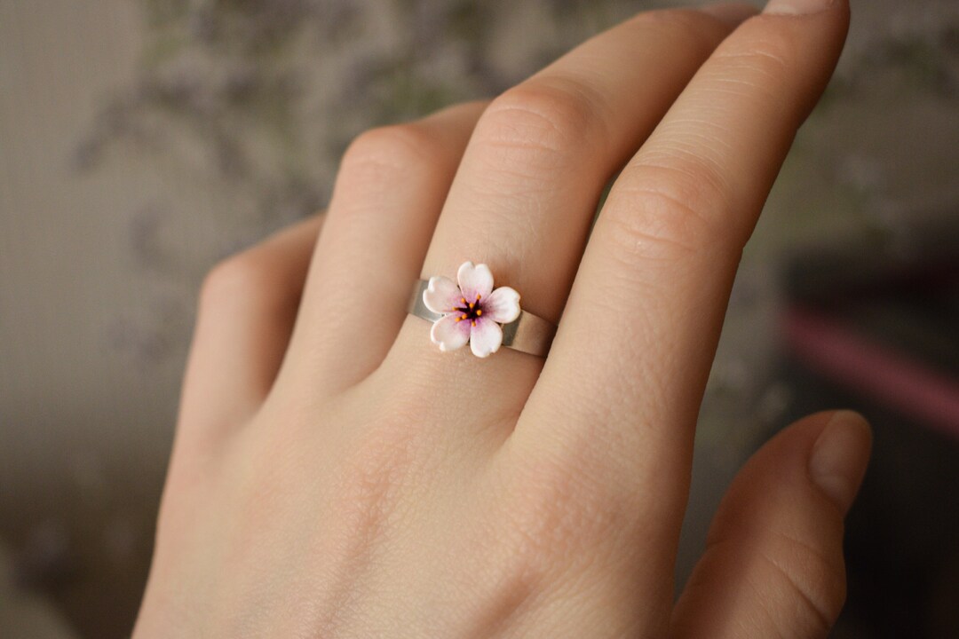 Sakura Ring, Polymer Clay Flower Ring, Cherry Blossom Ring, Sakura ...