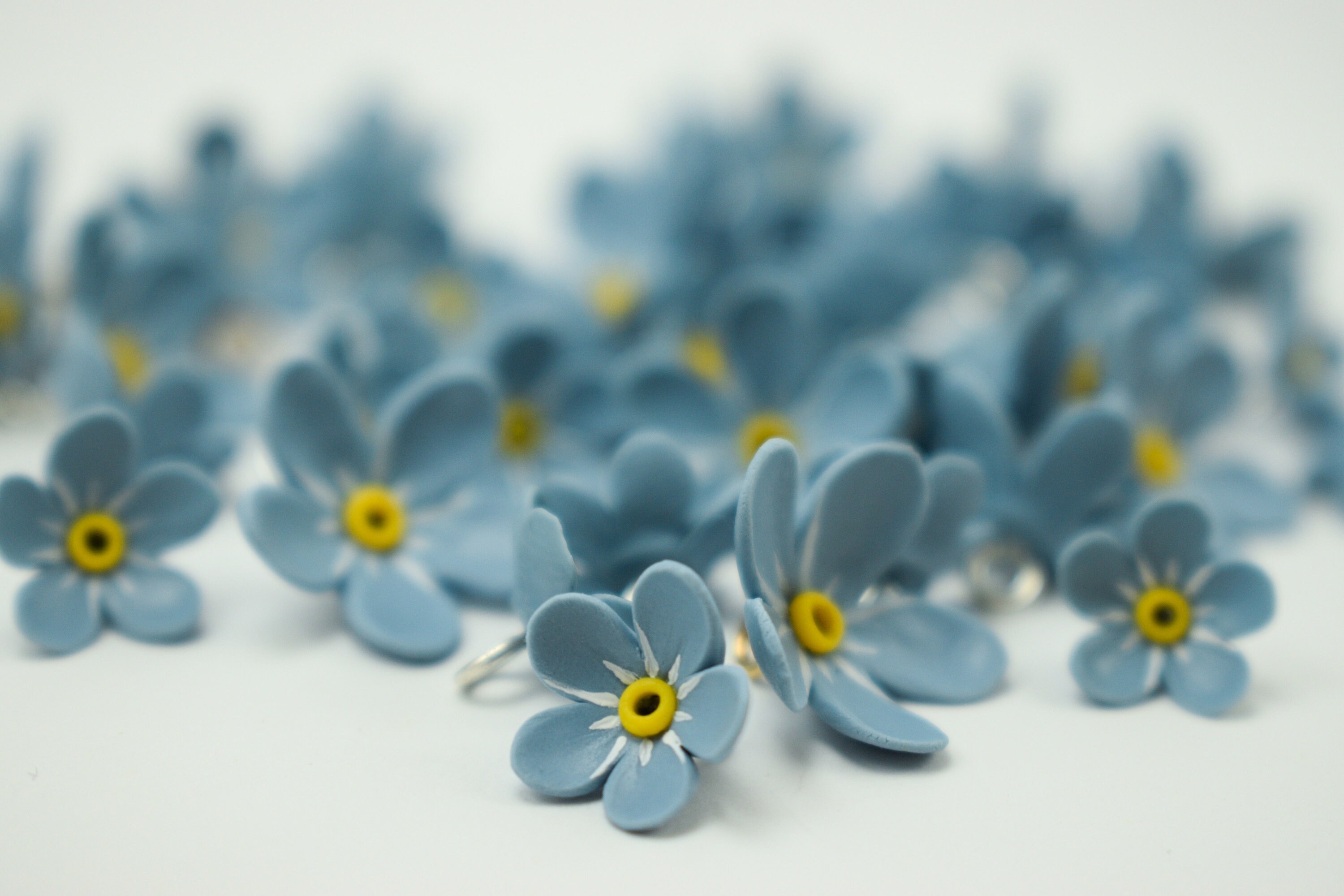 10 Pcs Forget Me Not Flower Beads, Loose Jewelry Beads, Bracelet Charms ...