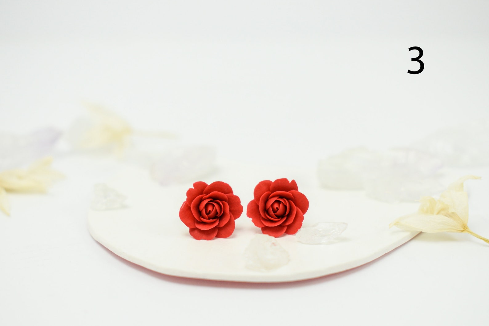 Red Rose Earrings, Stud Rose Earrings, Stud Flower Earrings, Stud ...