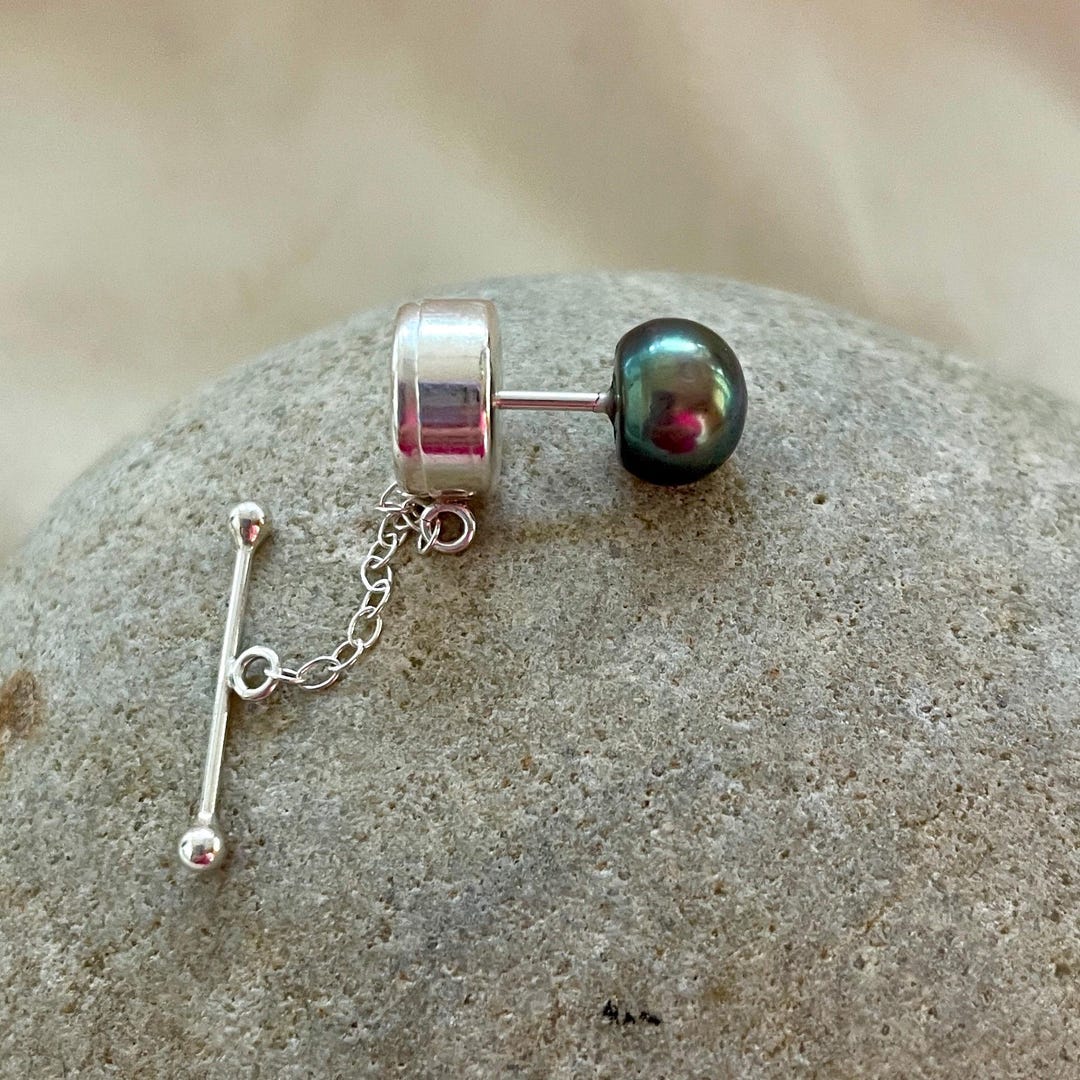Black Pearl Tie Tack: Sterling Silver Ascot Pin - Etsy