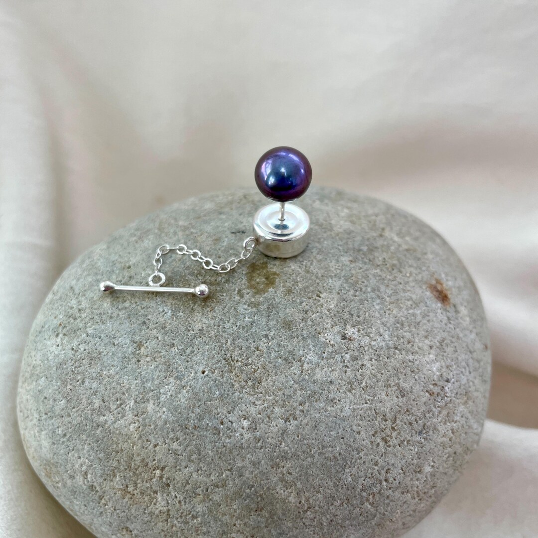 Black Pearl Tie Tack: Sterling Silver Ascot Pin, Mens Jewellery - Etsy