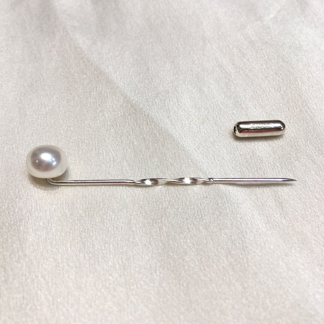 Cultured Pearl Tie Pin, White Pearl Stock Pin, Groomsmans Cravat Pin ...