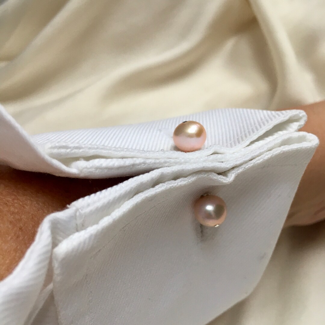 Pink Pearl Cufflinks, Sterling Silver Pearl Cufflinks - Etsy