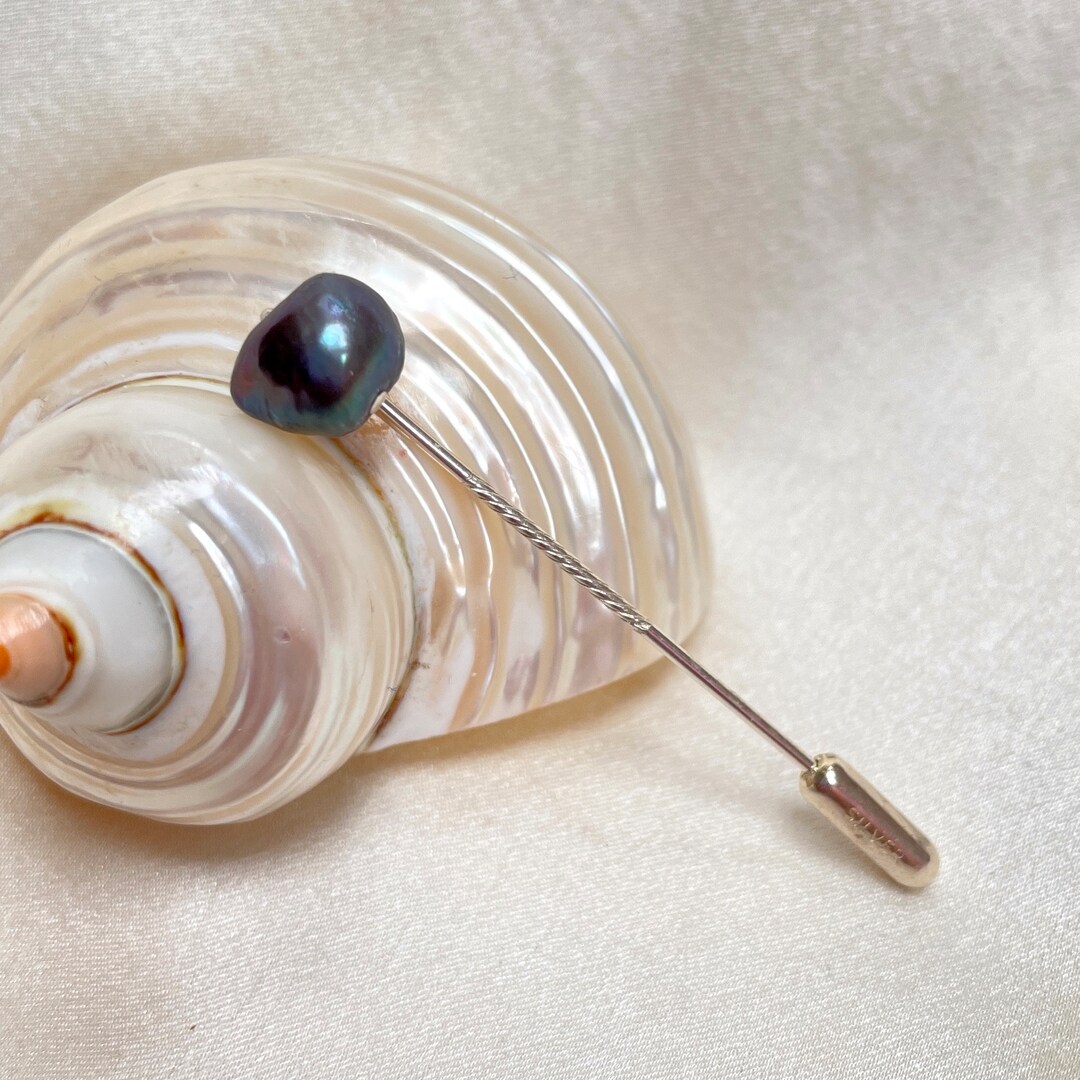 Black Pearl Tie Pin, Groomsman’s Cravat Pin, Pearl Stock Pin, Best Man ...