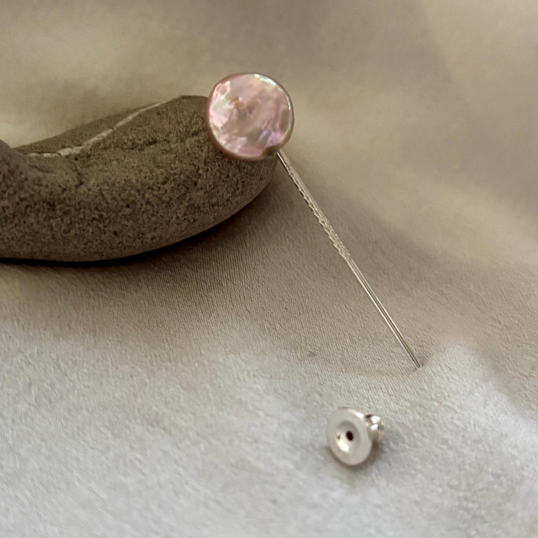 Pink Pearl Sterling Silver Tie Pin: Groom Wedding Accessory, Real ...