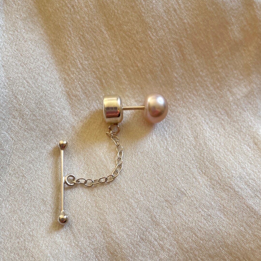 Pink Pearl Tie Tack, Sterling Silver Cravat Pin, Pearl Ascot Pin, Gifts ...