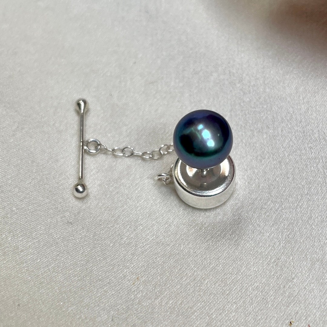 Black Pearl Tie Tack, Sterling Silver Cravat Pin, Pearl Ascot Pin - Etsy