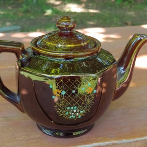 Moriage Redware Teapot - Etsy