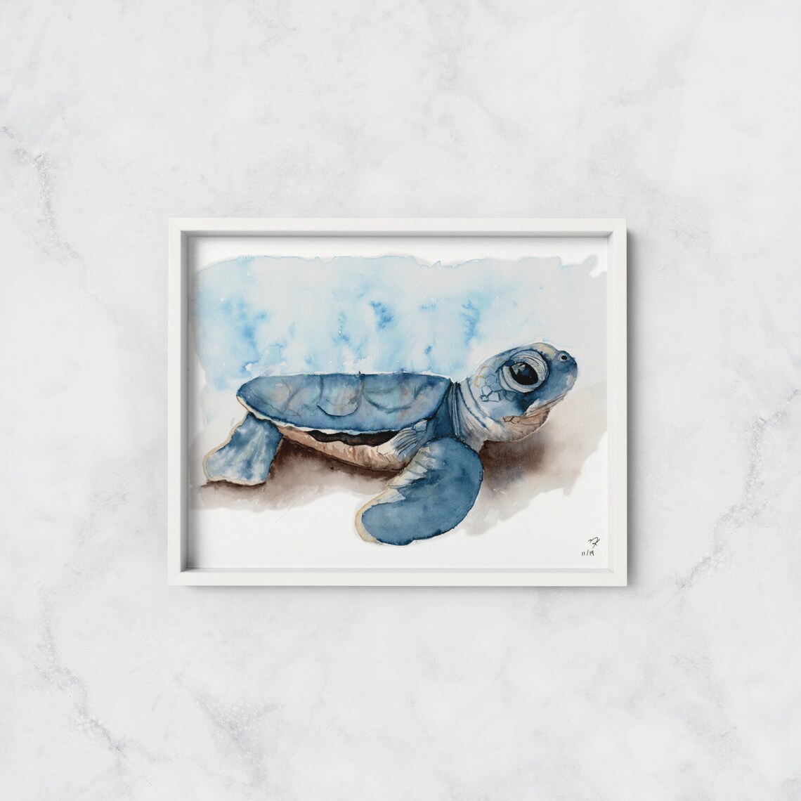 Baby Sea Turtle Watercolour Painting Art Print Baby Turtle - Etsy