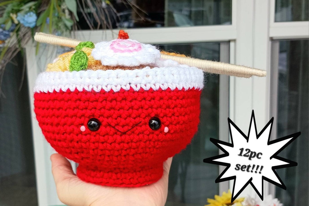 Crochet Ramen Noodle Bowl 12pc Plushie Playfood Set - Etsy