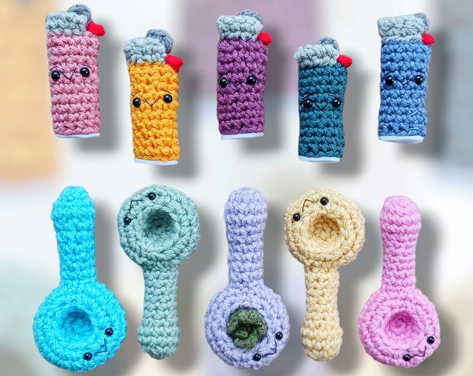 Amigurumi Crochet Lighter & Bowl Plushie Set - Etsy