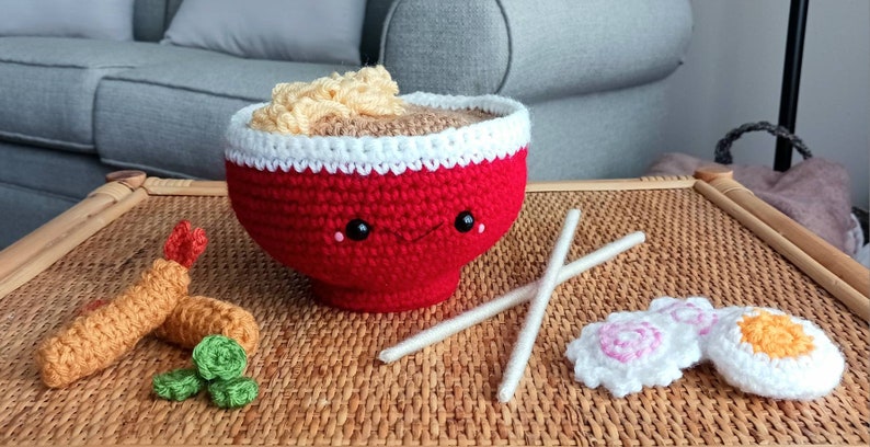 Crochet Ramen Noodle Bowl 12pc Plushie Playfood Set - Etsy