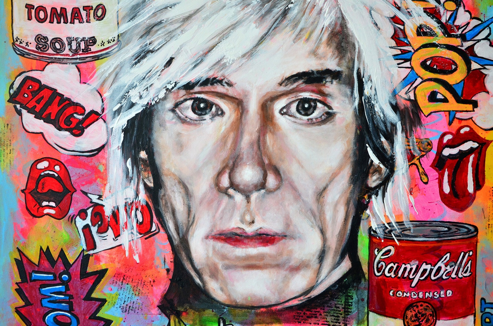 Andy Warhol Original Pop Art Painting Art on Large Canvas, Modern Decor ...