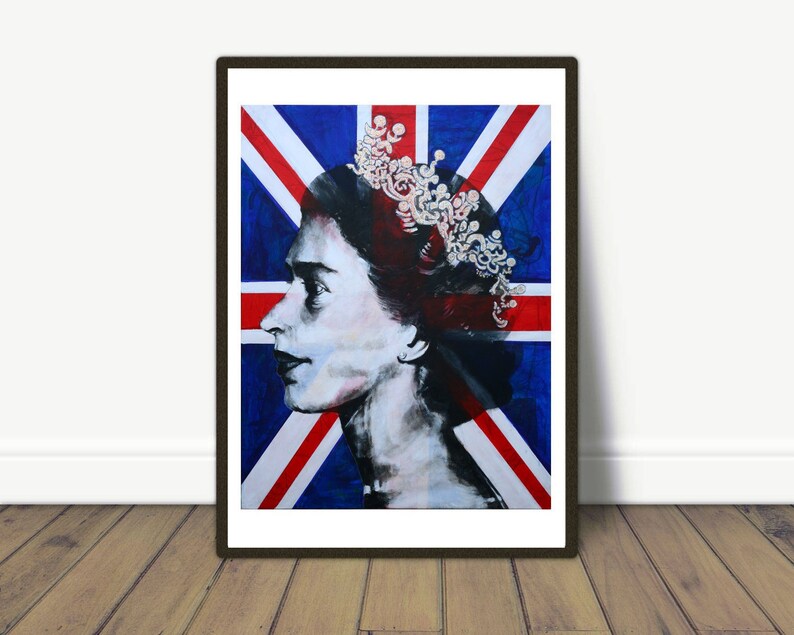 Queen Elizabeth II Union Jack Portrait, Large Prints , Modern Decor ...