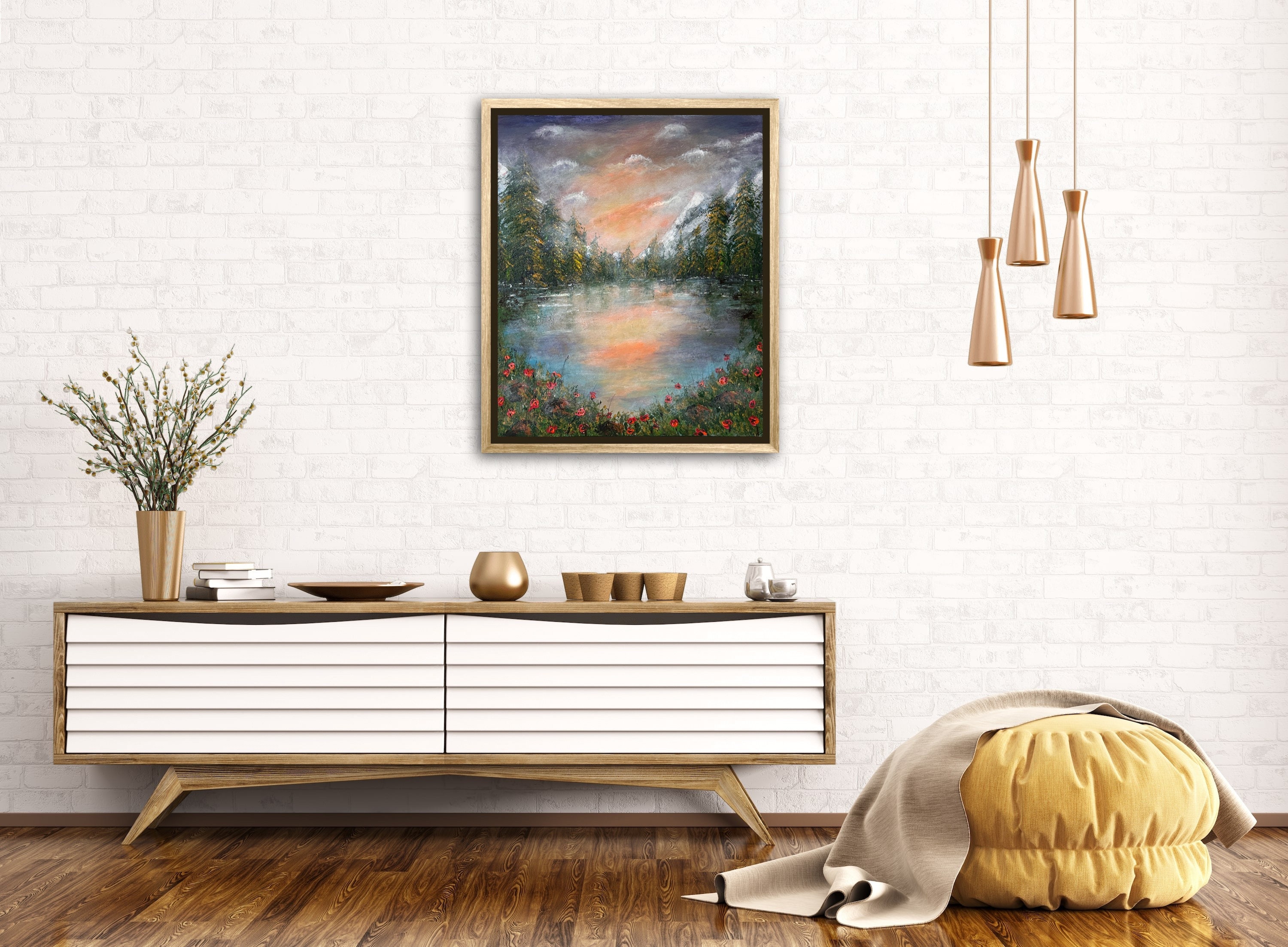 Reflections of Springtime Original Painting Ready to Hang, Landscape, Modern, Popular Wall Art ...