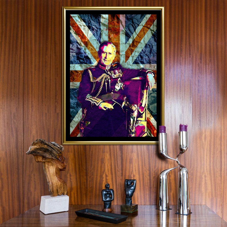 Charles III King Union Jack Pop Art Portrait Wall Decor - Etsy
