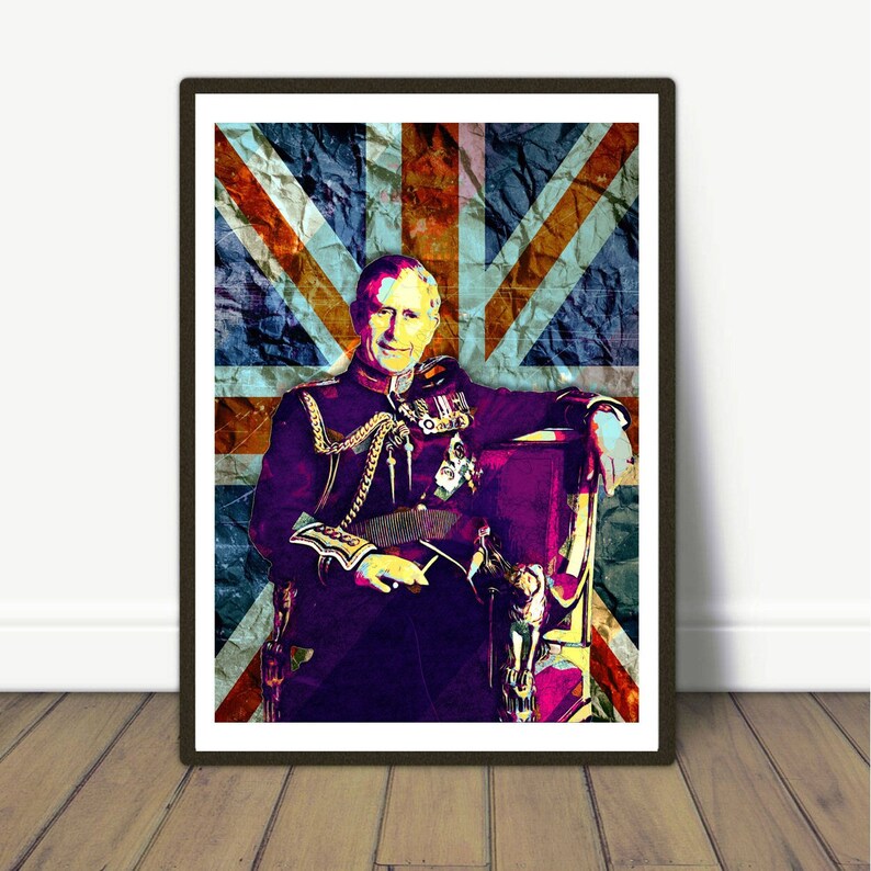 Charles III King Union Jack Pop Art Portrait Wall Decor - Etsy