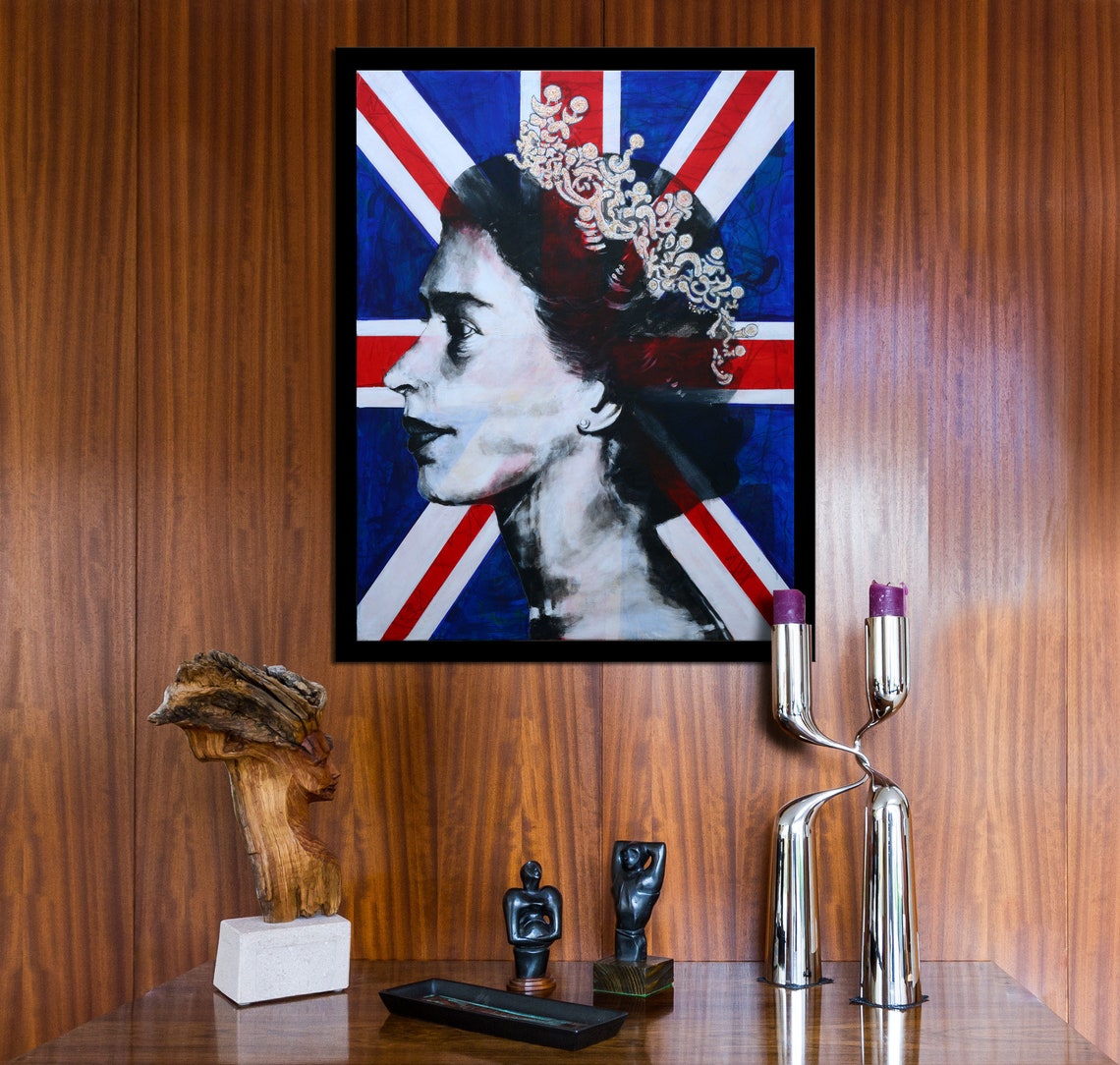 Queen Elizabeth II Union Jack Portrait, Large Prints , Modern Decor ...