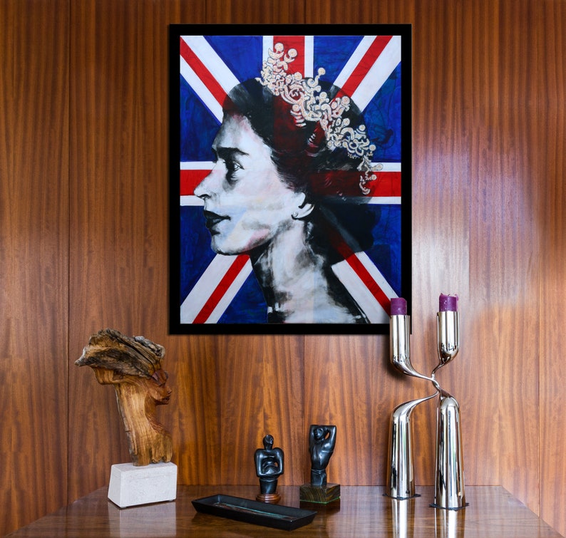 Queen Elizabeth II Union Jack Portrait, Large Prints , Modern Decor ...