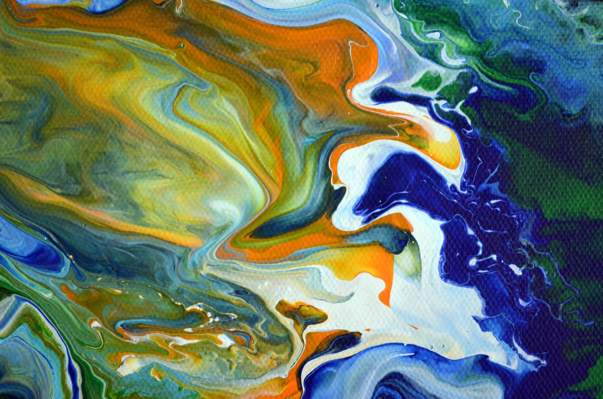 North Sea Original Painting Abstract Triptych on Canvas Ready to Hang ...