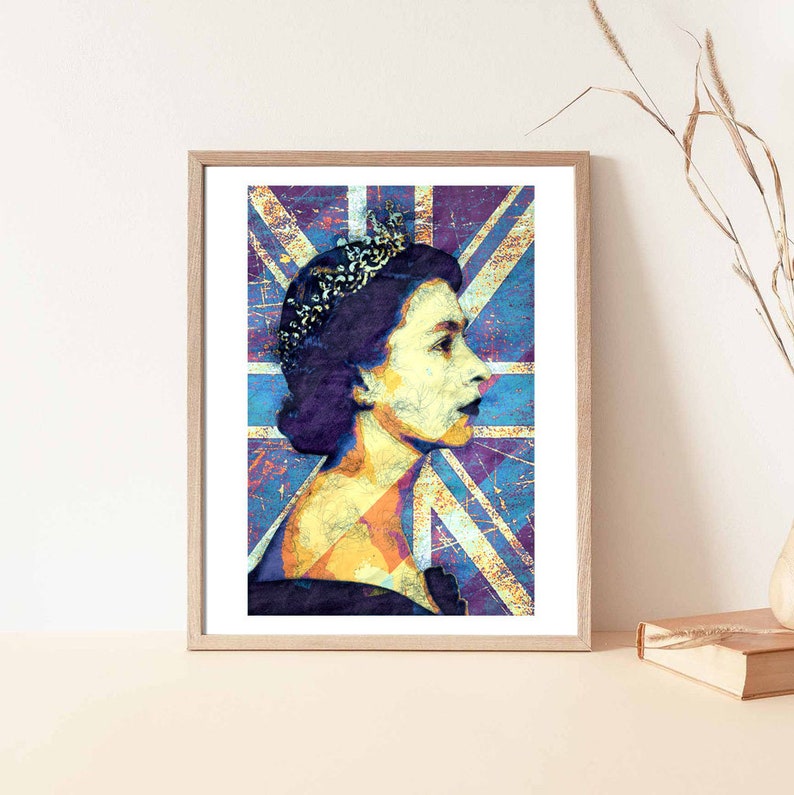 Queen Elizabeth II the Union Jack Modern Art Modern Wall - Etsy UK