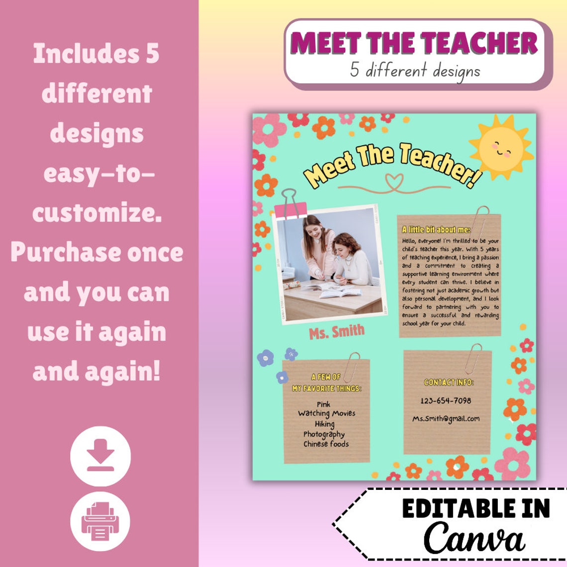Meet the Teacher Template | Back to School Flyer | Teacher Introduction ...