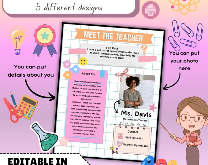 Editable Meet the Teacher Template, Customizable Canva Resource Letter ...