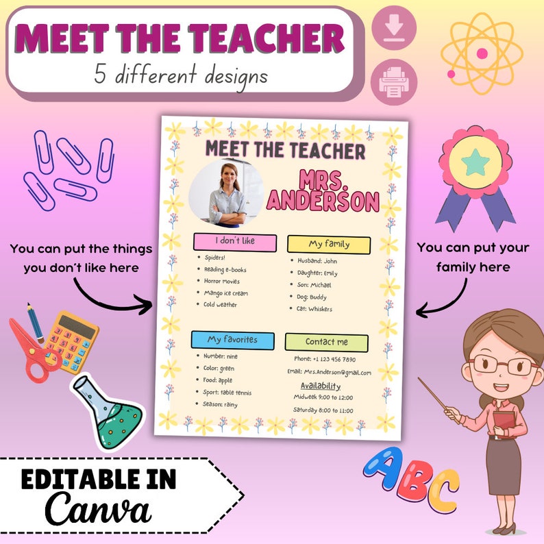 Meet the Teacher Template: Back to School Newsletter (digital Download ...