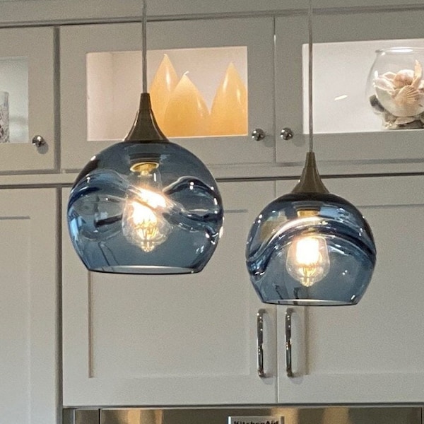 Glass Blown Kitchen Island Pendants - Etsy