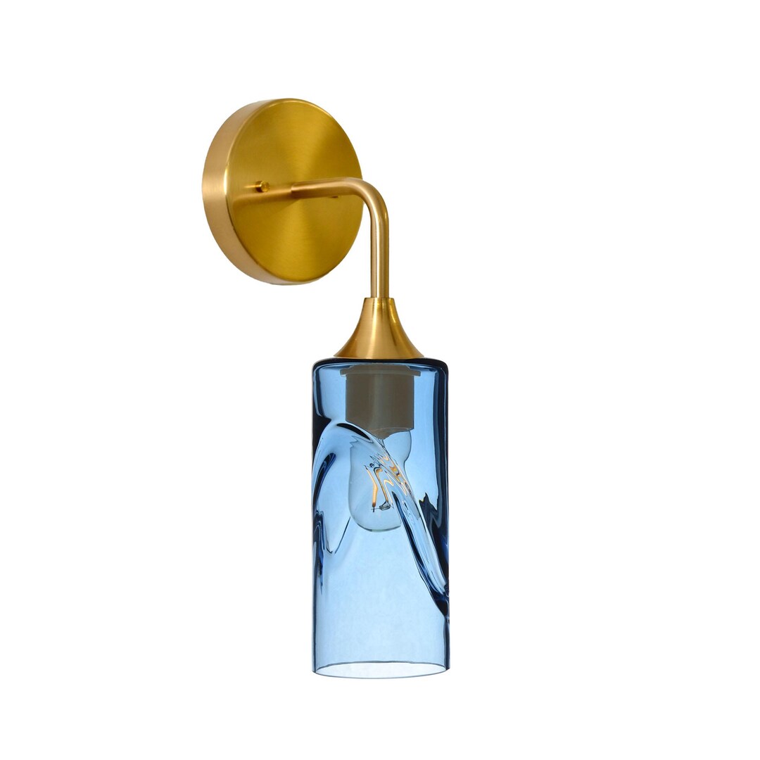 Hand Blown Recycled Glass Wall Sconce | Wave Design | Made in the USA ...