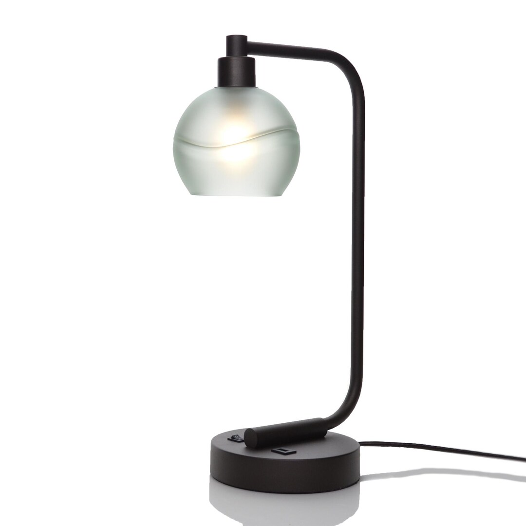 Hand Blown Recycled Glass Table Lamp | Glacial Frosted Sphere Design ...