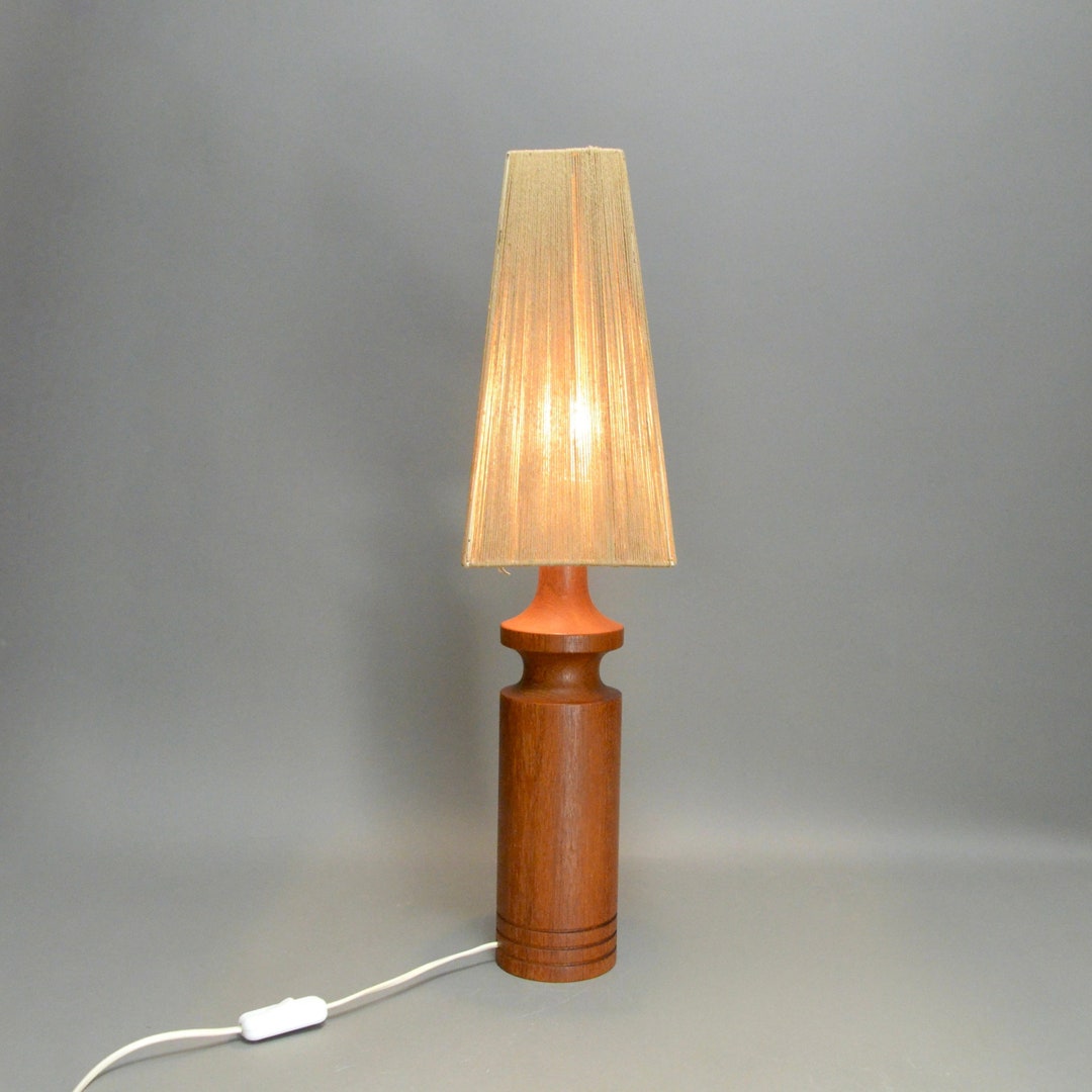 1960s Danish Teak Table Lamp With Sisal Shade - Etsy