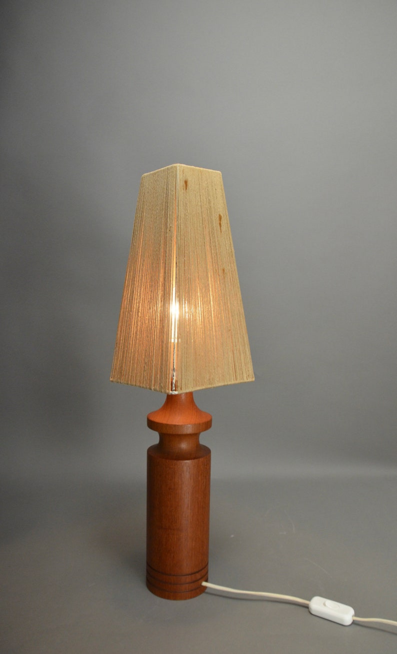1960s Danish Teak Table Lamp With Sisal Shade - Etsy