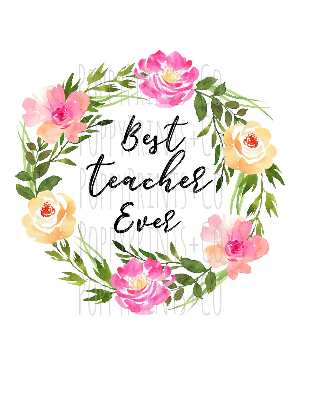 Best Teacher Ever Wreath JPEG Sublimation, Digital Printable Download ...