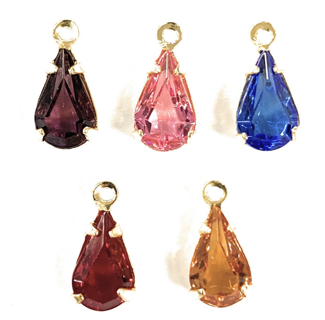 6 Pcs. Swarovski Crystal Tear Drop Rhinestone With Gold Plated - Etsy