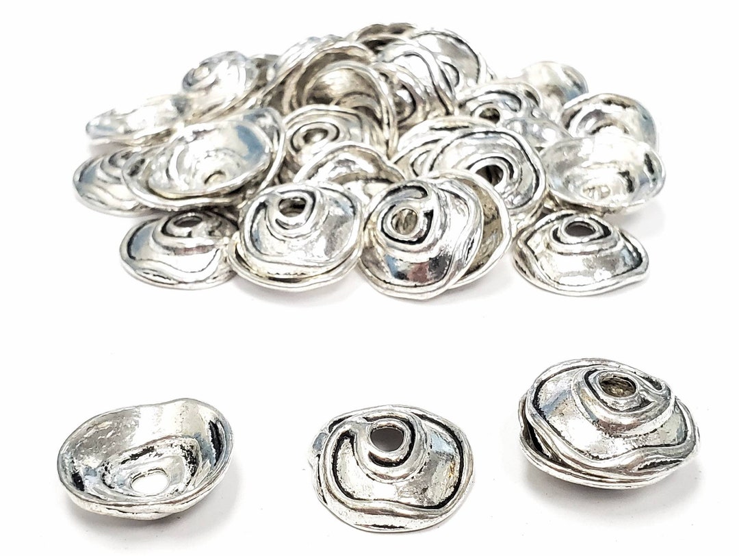 Pewter Bead Caps, 3.5mm Hole 17mm Wide, 8in Strand - Etsy