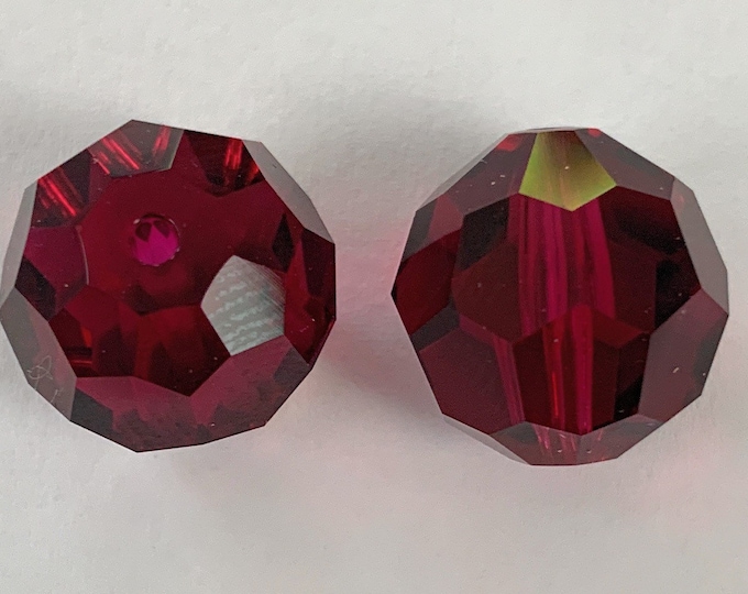 14mm Swarovski Crystal (RUBY) Color 5000 Round Beads. 2 Pcs or Bulk ...