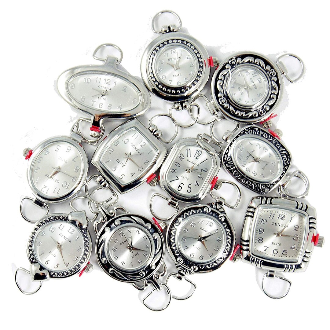 Geneva Elite Silver Watch Faces | Loops and Battery Included - Etsy