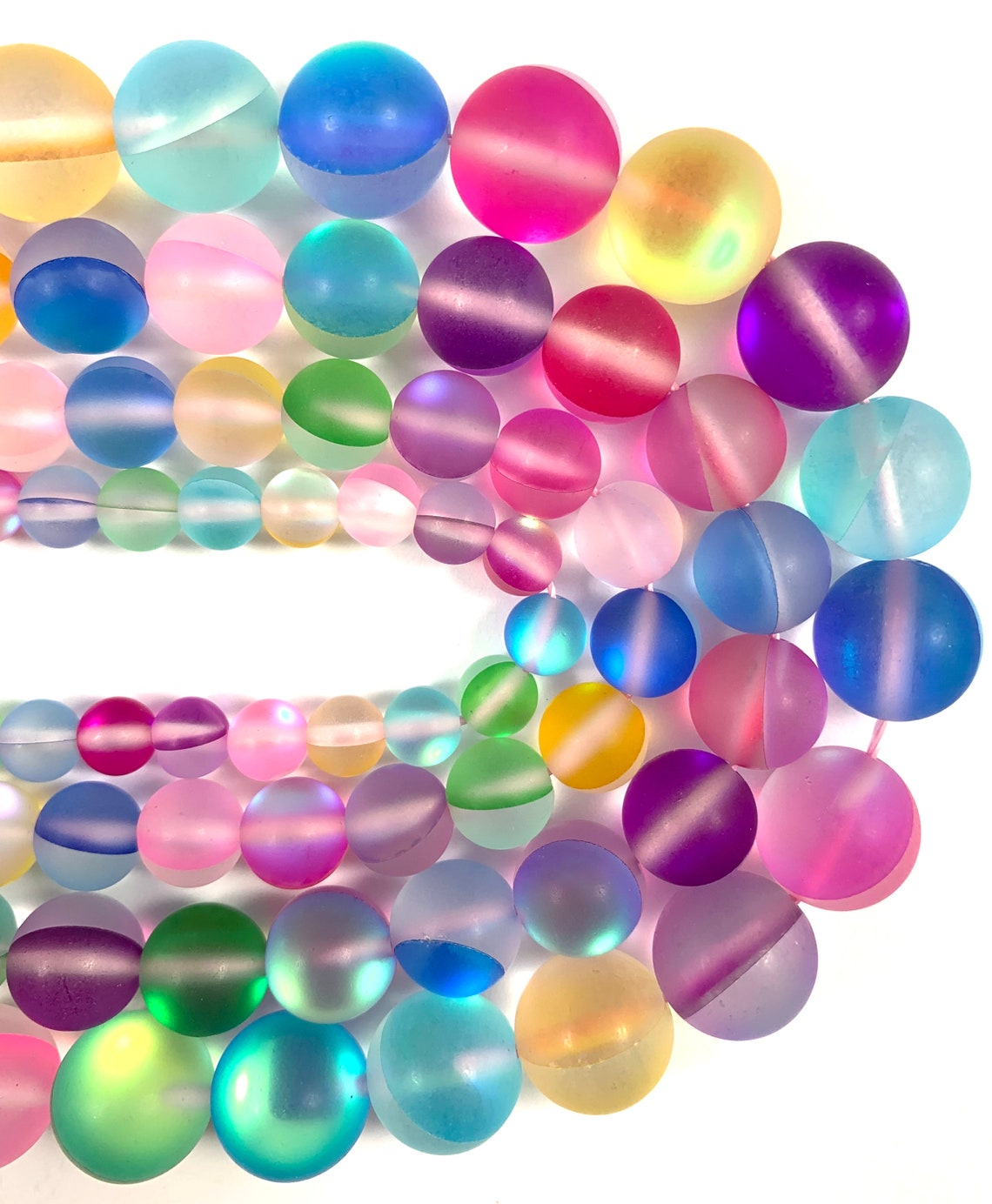 Frosted Mystic Aura Quartz Mermaid Glass Multi Color Round Etsy