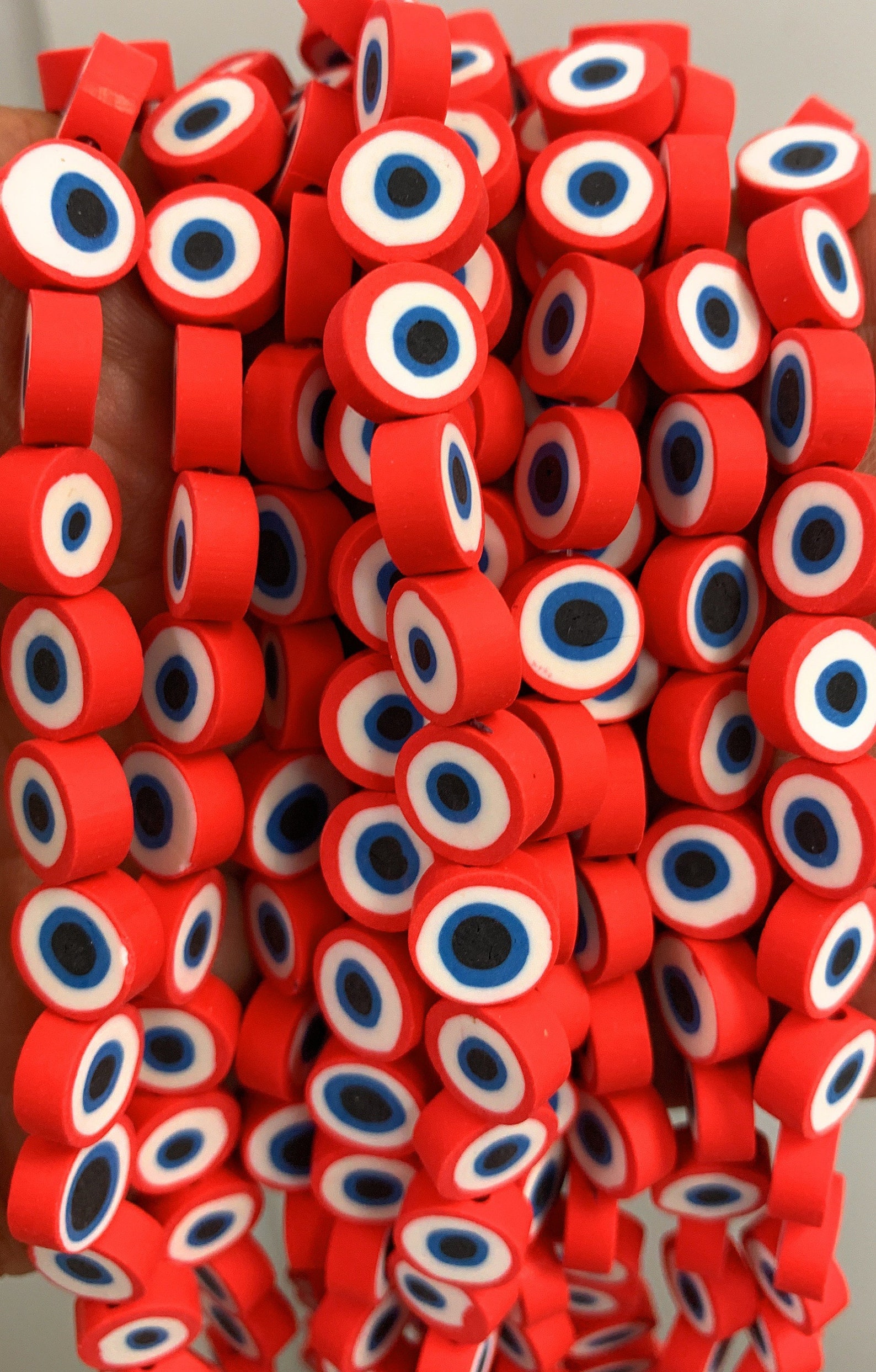 Colorful Polymer Clay Evil Eye Beads, 10mm, 15 Inch Strand - Etsy