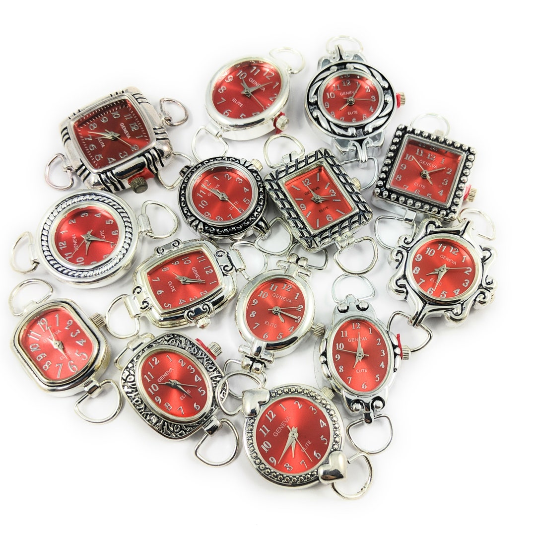 Geneva Elite Red Watch Faces | Loops and Battery Included - Etsy
