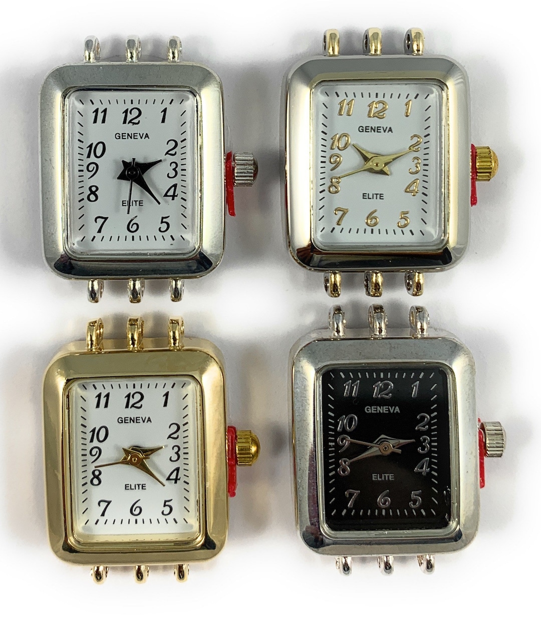 Geneva Elite Rectangle Watch Faces With 3 Loops - 18 X 22 Mm - Etsy